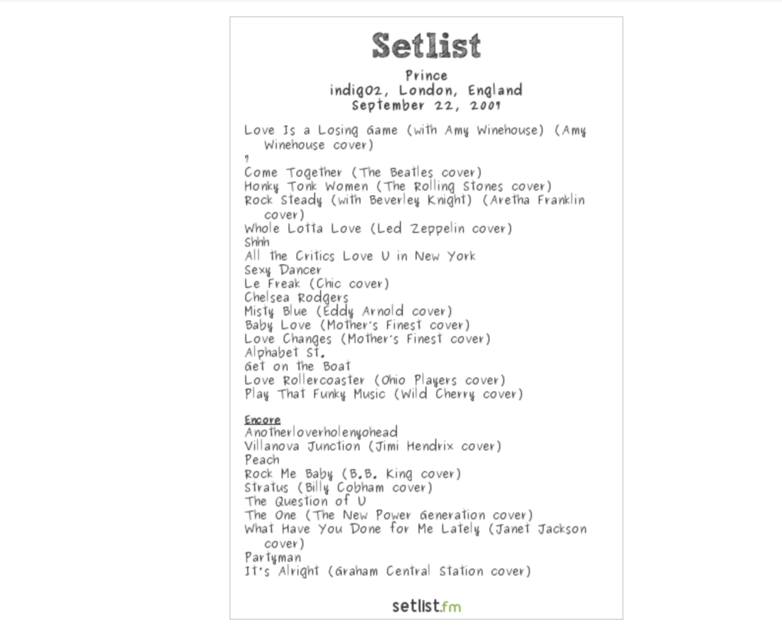 Setlist History: Prince Begins 21 Sold Out Nights in London's O2 | setlist.fm